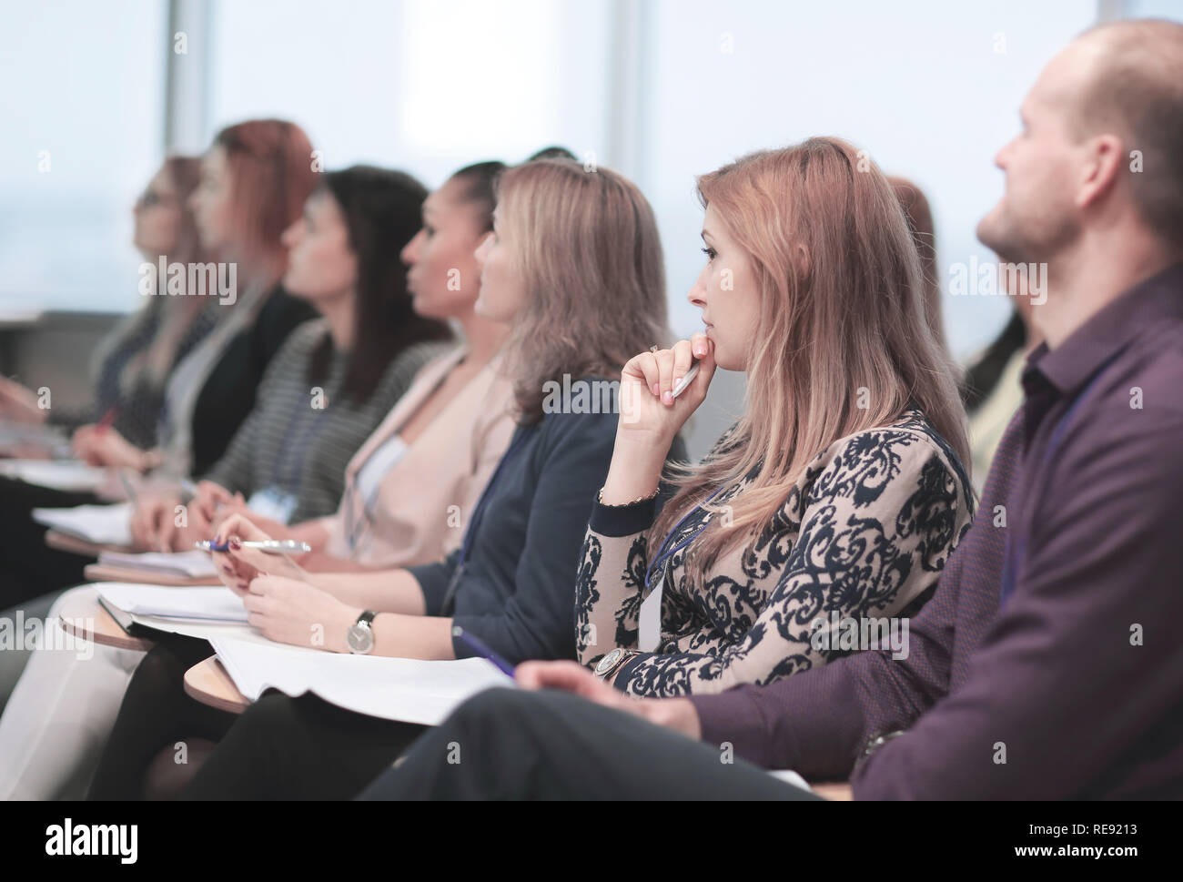 Audience at business conference. People listening to lecture Stock ...