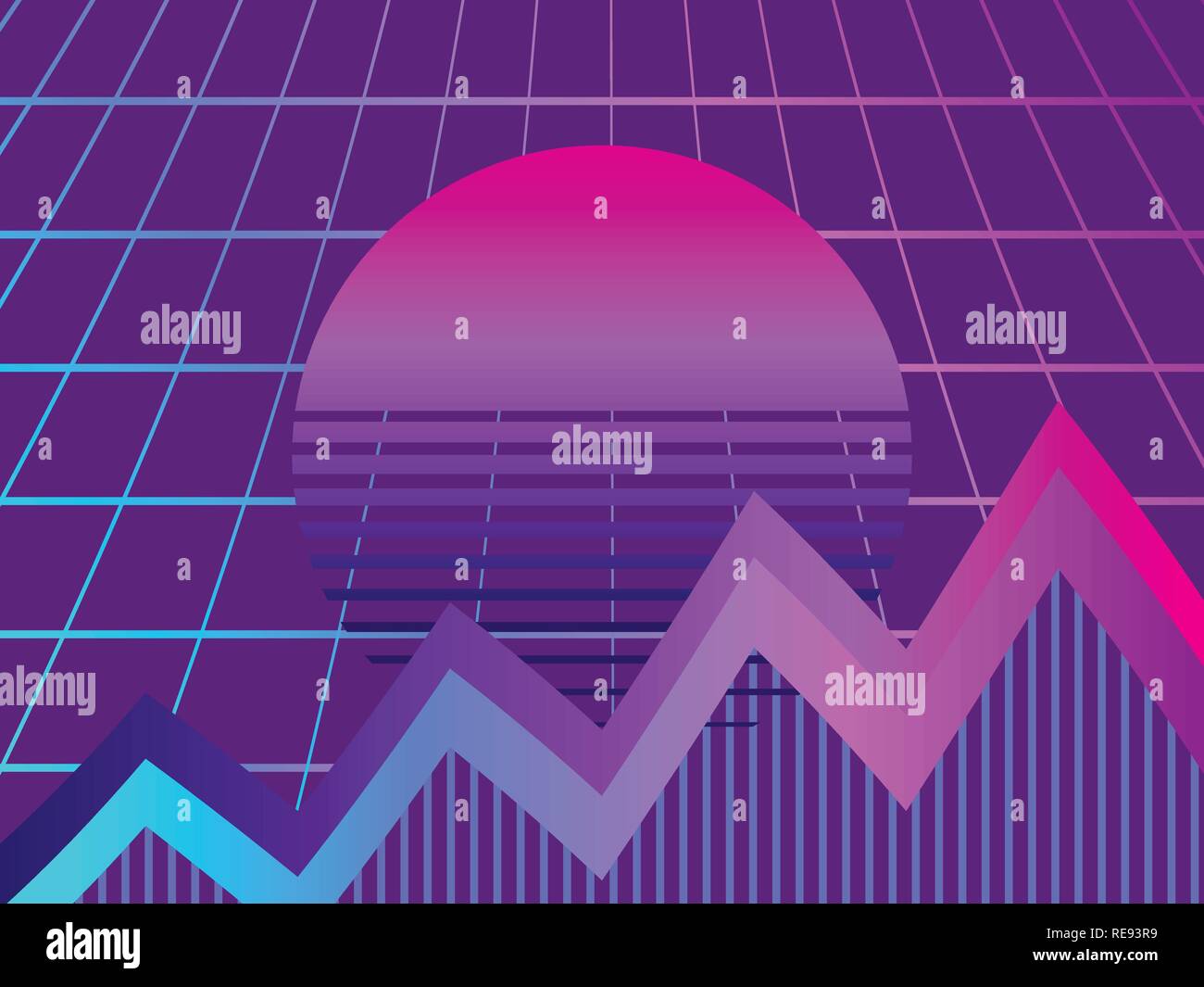 Retro futurism background. Modern trend gradient. Synthwave. Retrowave ...