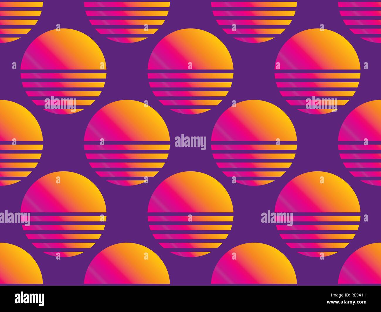 80s sun seamless pattern. Retro futuristic background. Modern trend ...