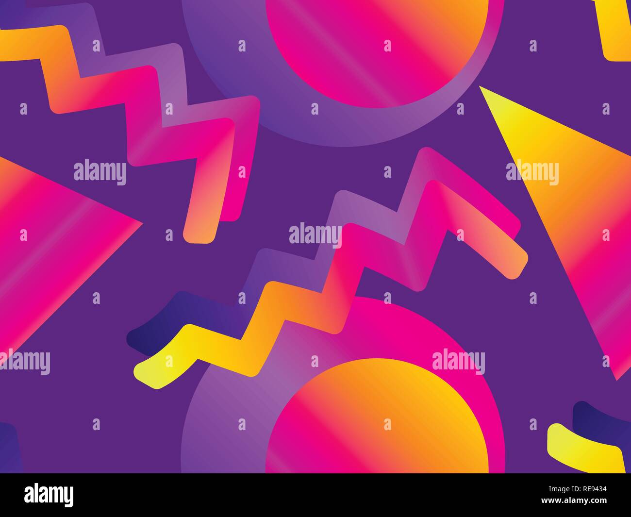 Futurism seamless pattern. Gradient shape in the style of 80s ...