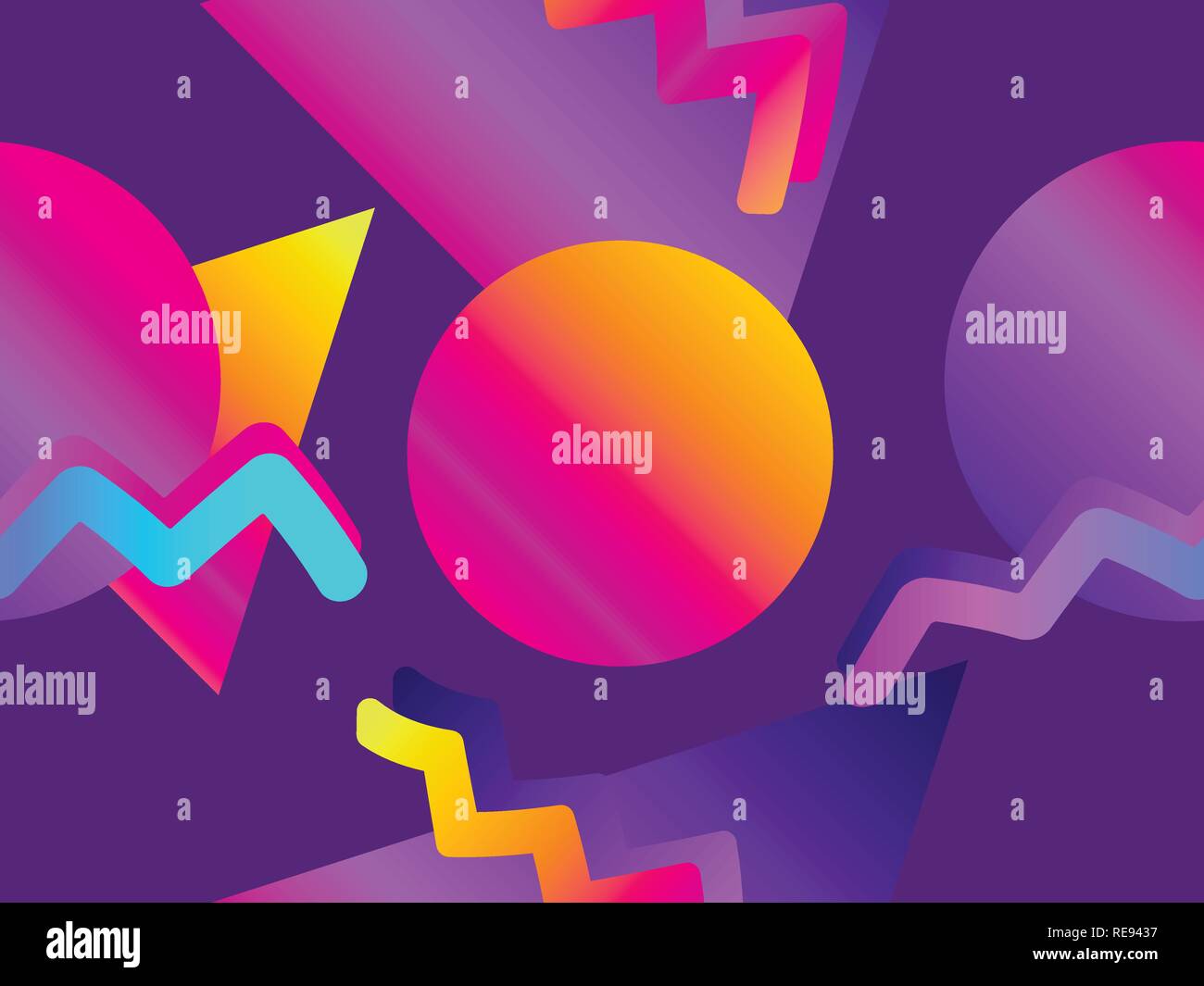 Futurism seamless pattern. Gradient shape in the style of 80s ...
