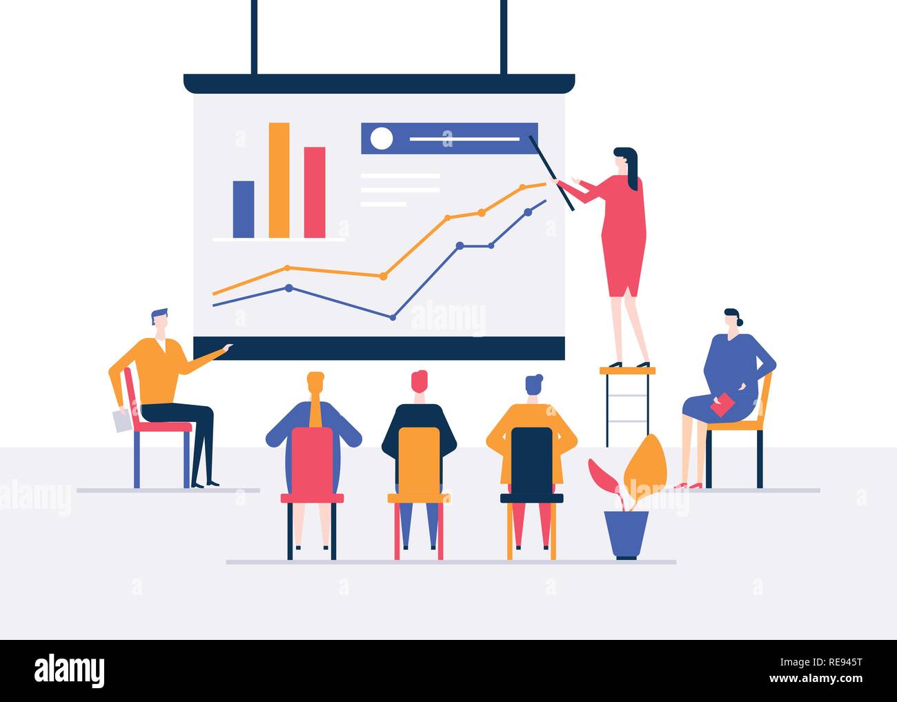 Business conference - modern colorful isometric vector illustration ...