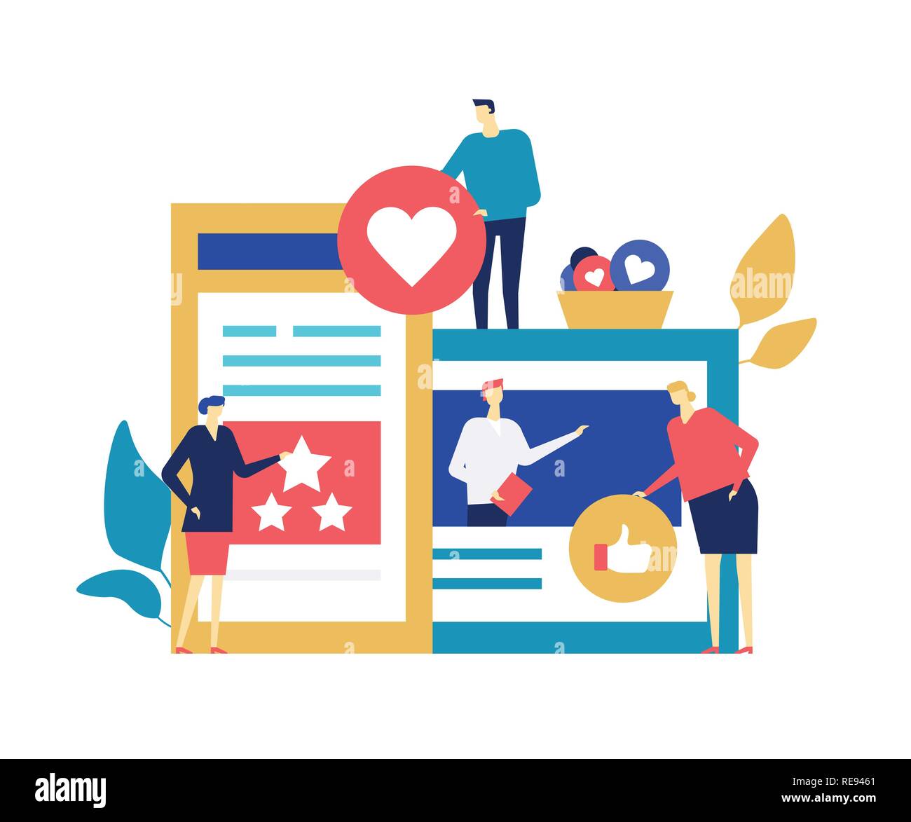 Testimonials on social media - flat design style colorful illustration ...