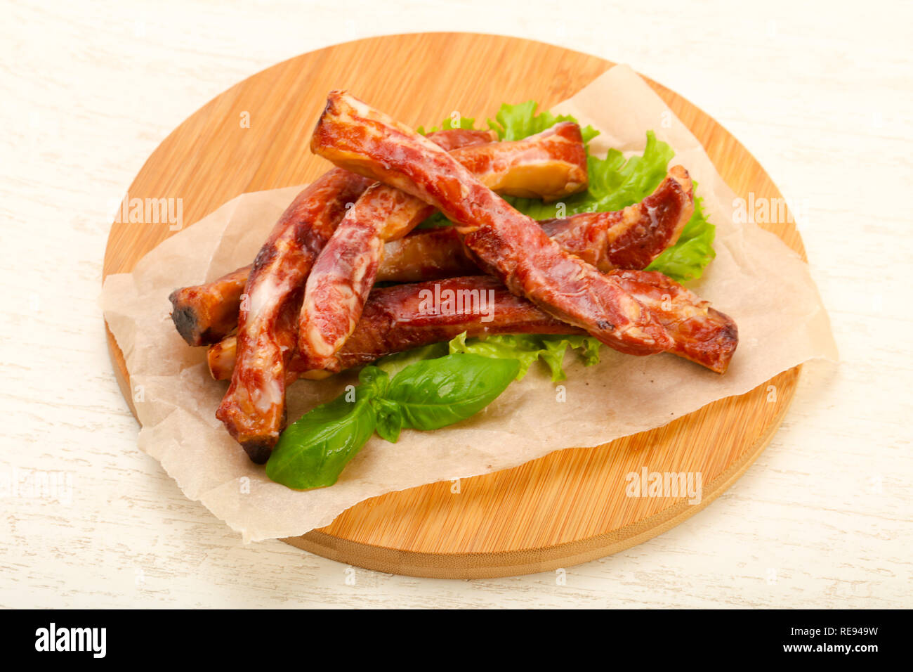 Smoked pork ribs snack Stock Photo - Alamy
