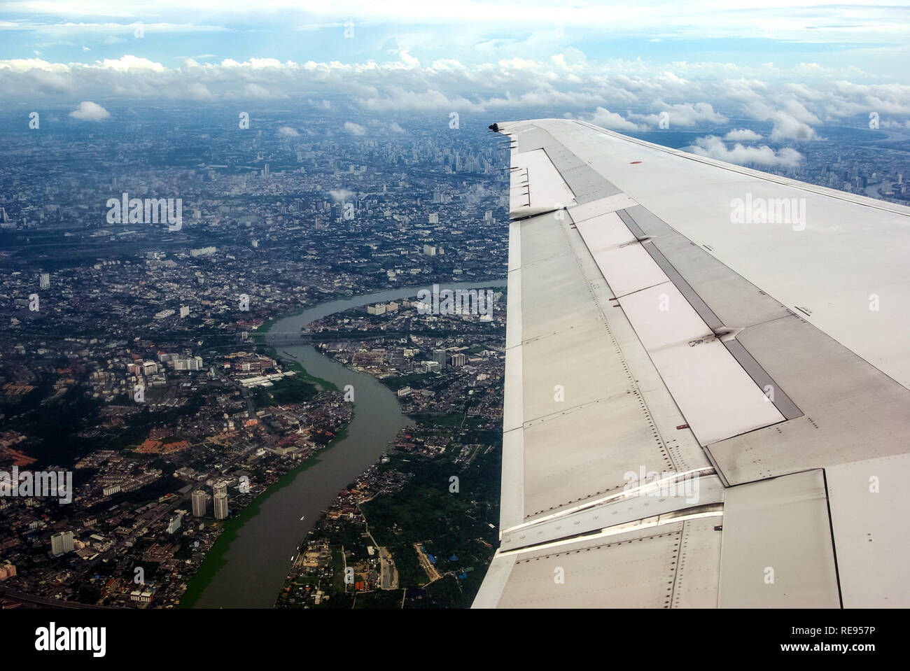 flying over Thailand, the view of Thailand from the window of the plane ...