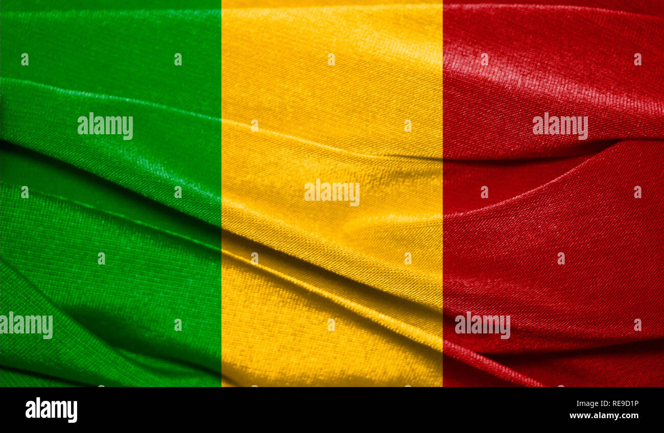 Realistic flag of Mali on the wavy surface of fabric. Perfect for ...