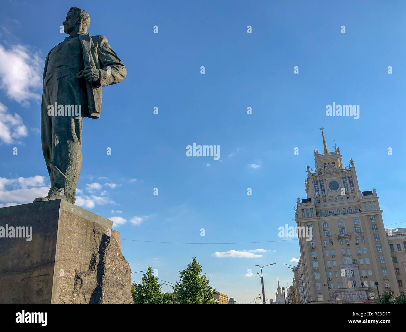 Monument to the Soviet poet Vladimir Mayakovsky on Triumph Square near ...
