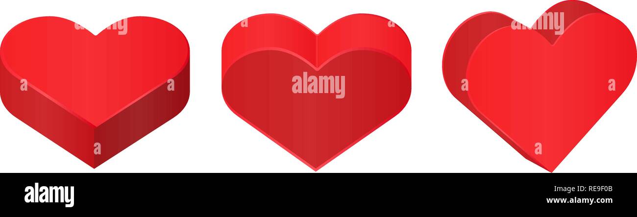 Red isometric hearts, love symbol vector illustration Stock Vector ...
