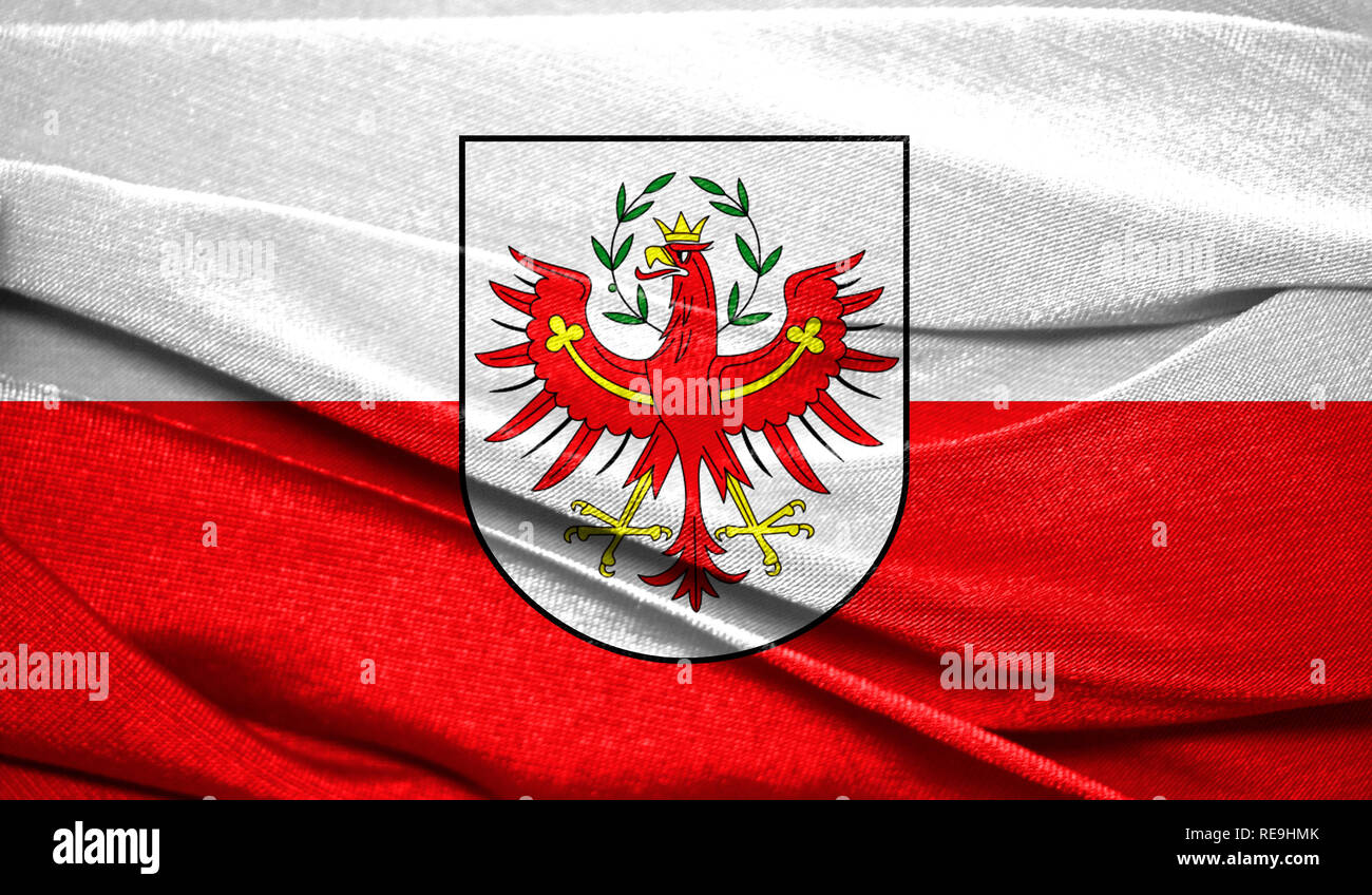Realistic flag of Tyrol on the wavy surface of fabric. Perfect for ...