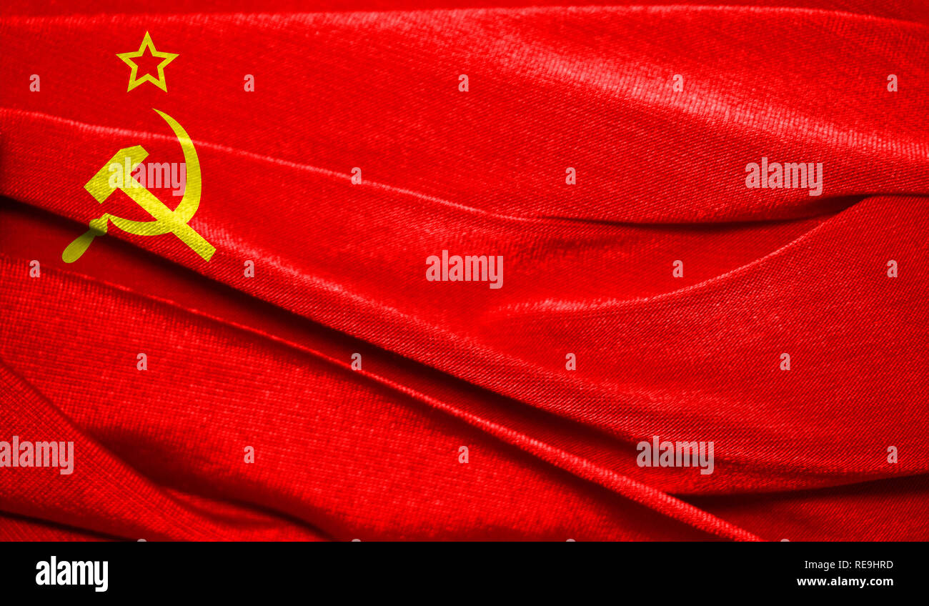 Realistic flag of USSR on the wavy surface of fabric. Perfect for ...