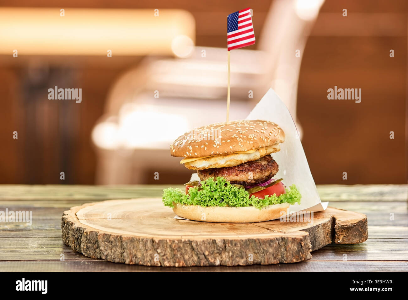 Burger with american flag hi-res stock photography and images - Alamy