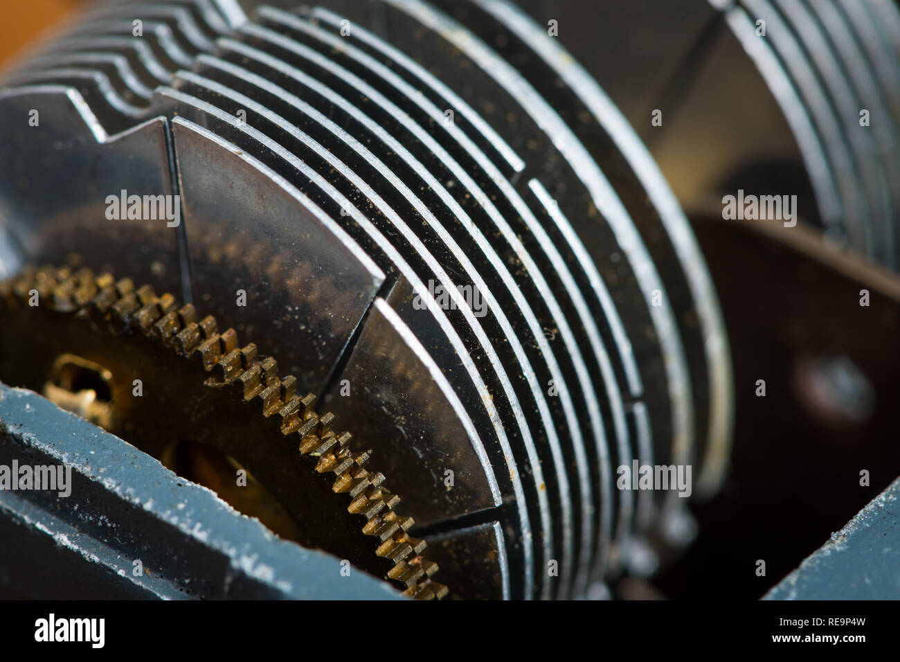 Detail of an old rotary variable capacitor used in a radio Stock Photo ...