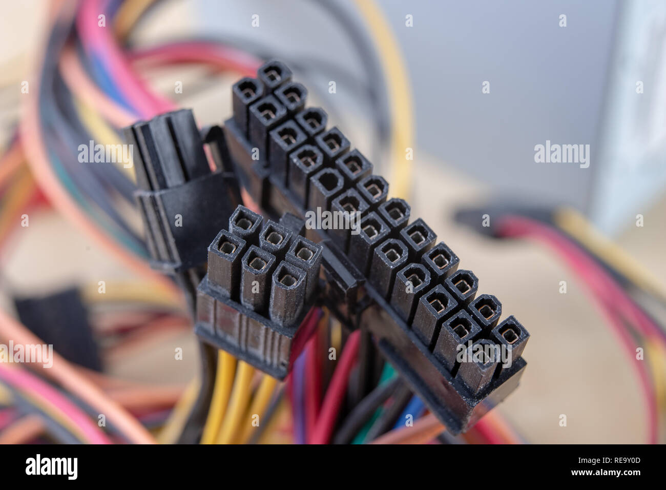 The motherboard and computer components. Computer accessories on a ...