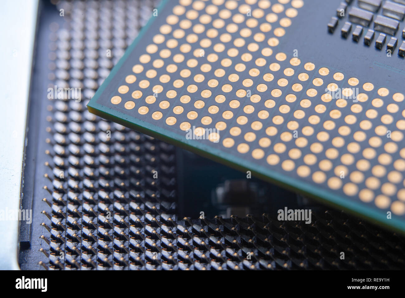 The motherboard and computer components. Computer accessories on a ...