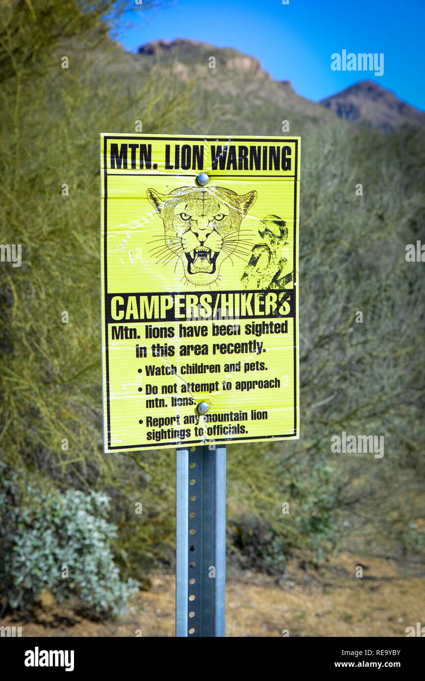 Mountain lion warning sign hi-res stock photography and images - Alamy