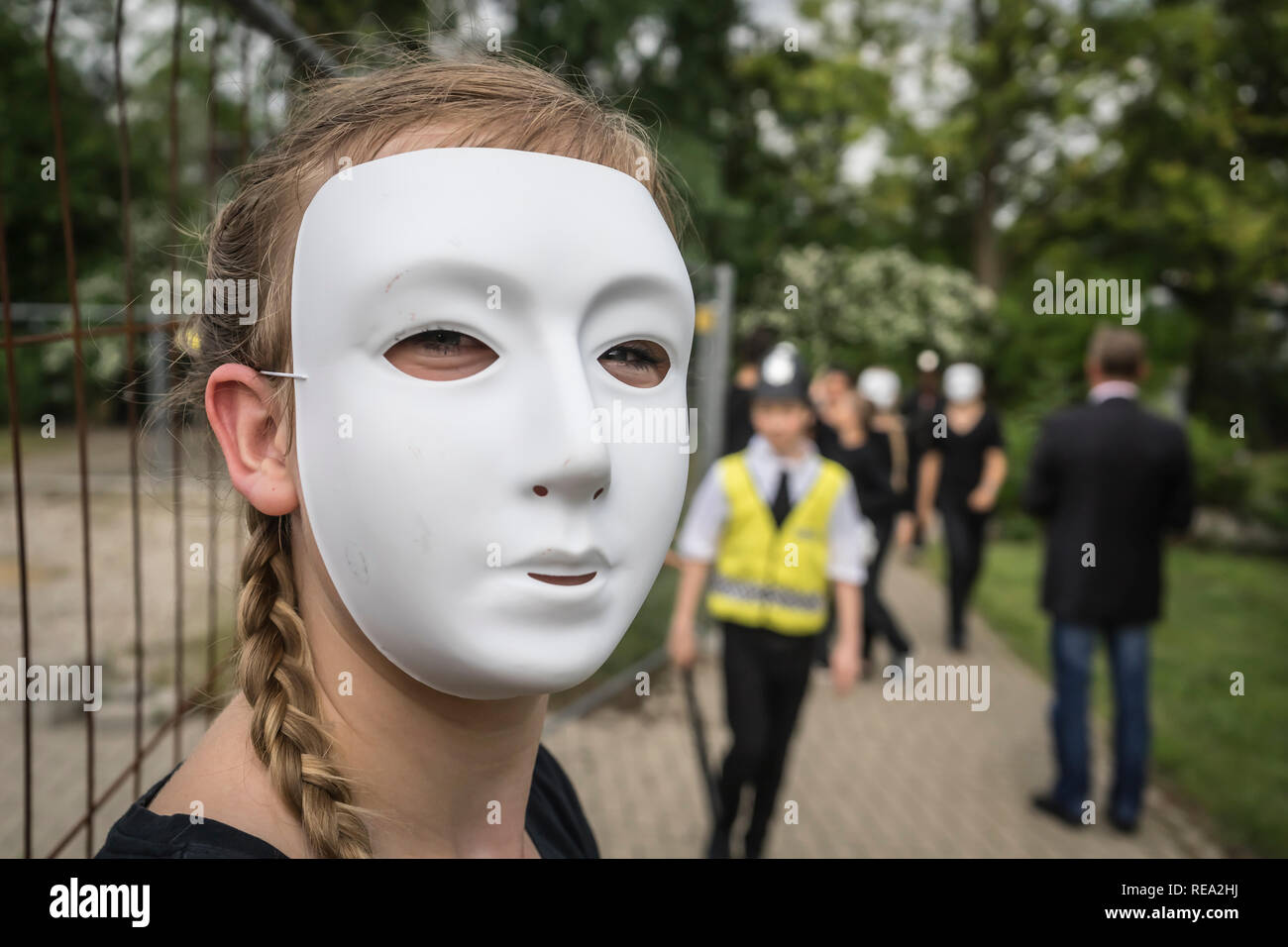 masked kid in a school event Stock Photo - Alamy