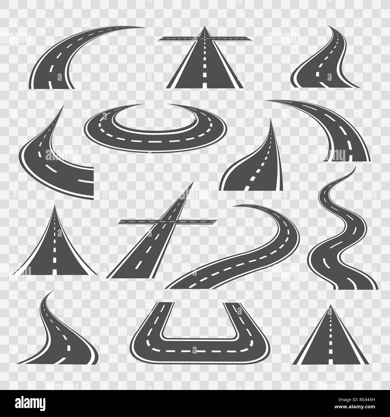 Road curves. Straight and highway roads ways vector illustration ...