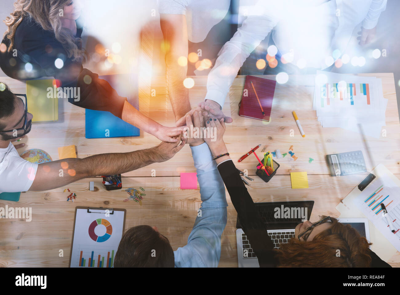 Business people putting their hands together. Concept of integration ...