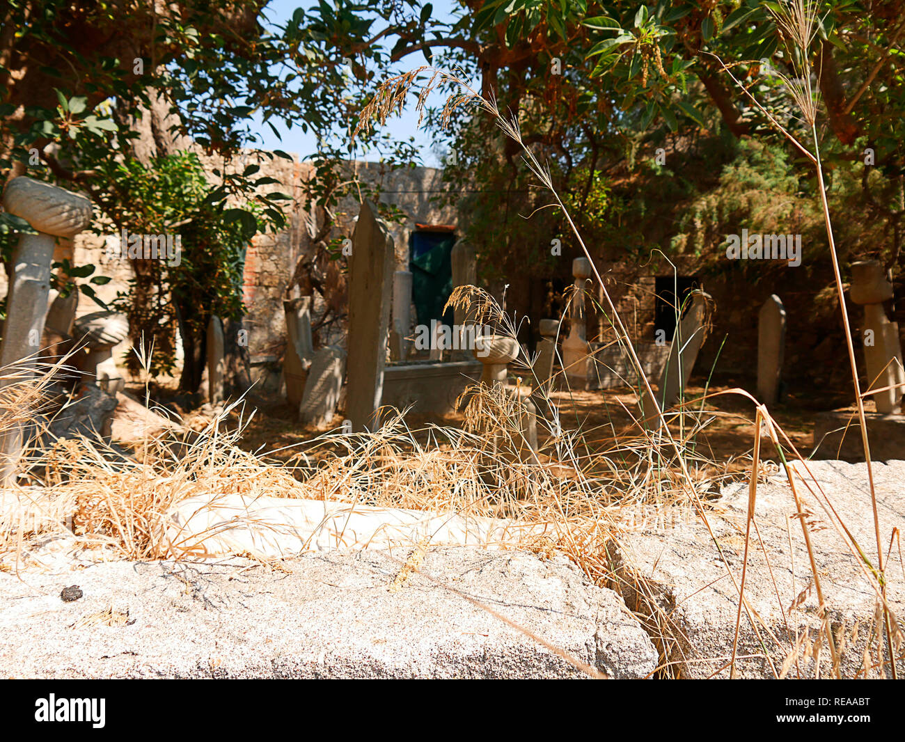 The Murat Reis Mosque and Turkish Graveyard near the Mandraki Harbour ...