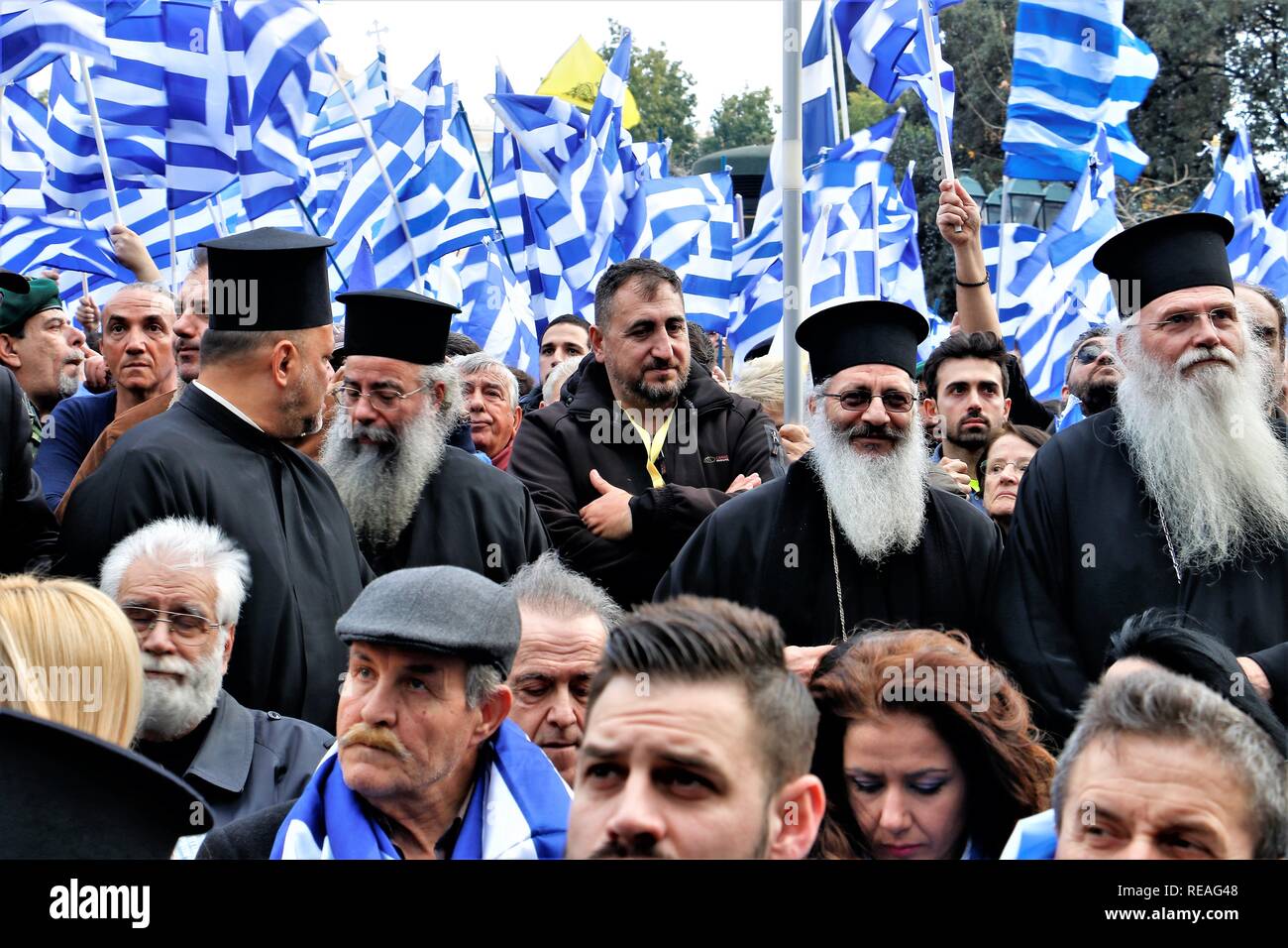 Athens, Greece. 20th Jan, 2019. Priests seen carefully listening during ...