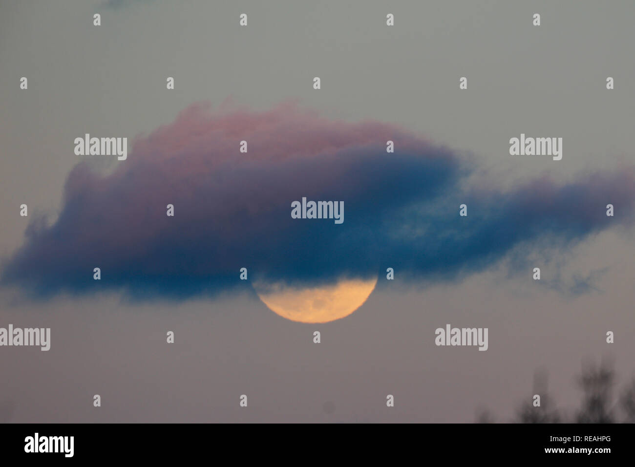 New Jersey, USA. 20th Jan, 2019. A super moon is pictured from ...