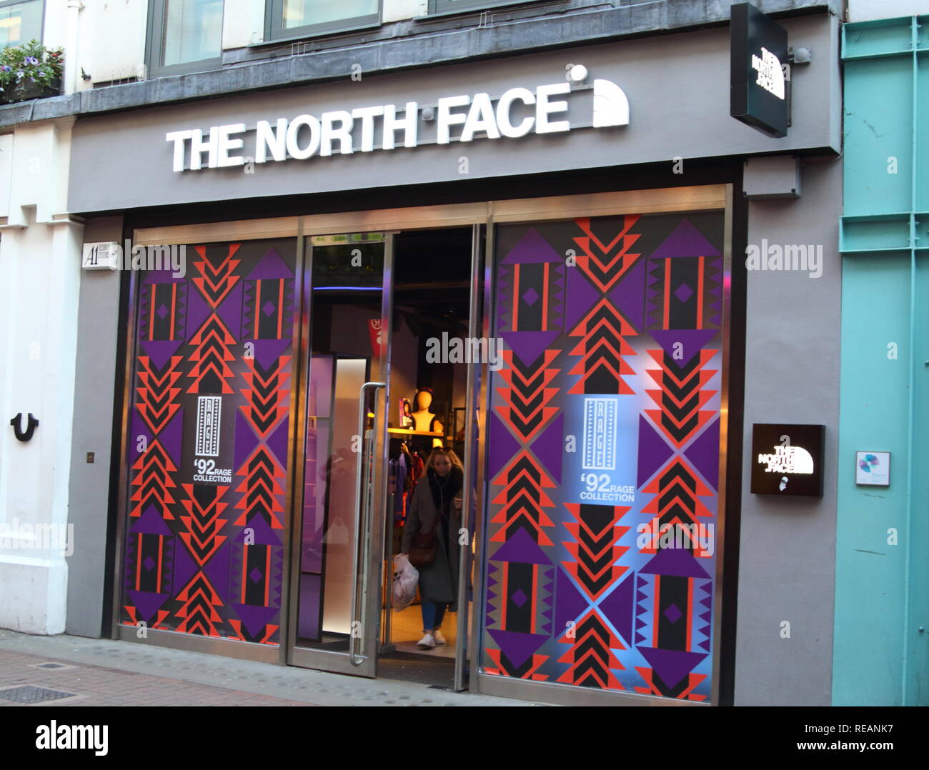 The North Face brand logo seen in Carnaby Street in London, UK Stock ...