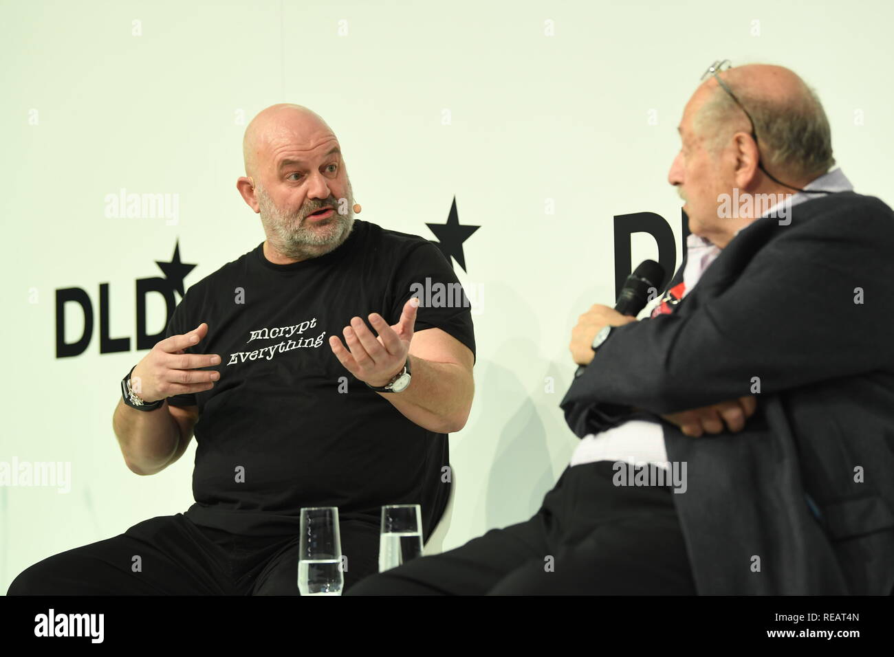 Werner Vogels (Amazon) and Yossi Vardi (DLD) during a panel at the DLD ...