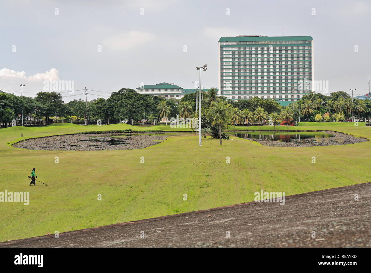 Urban golf course off the curtain wall of the fortified Intramuros ...