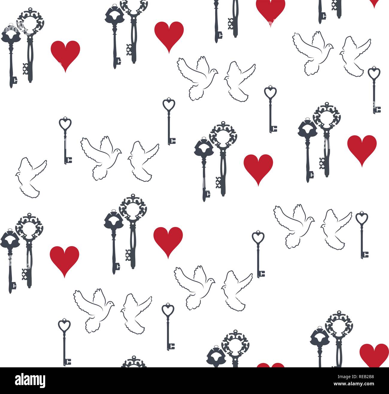 vector illustration of valentine seamless background with keys and ...