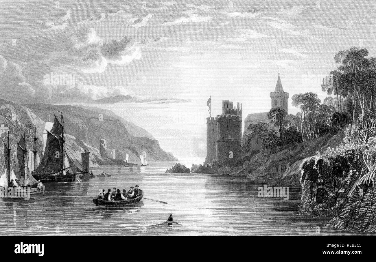 Dartmouth Castle and Harbour, England, UK, 1832 Stock Photo - Alamy