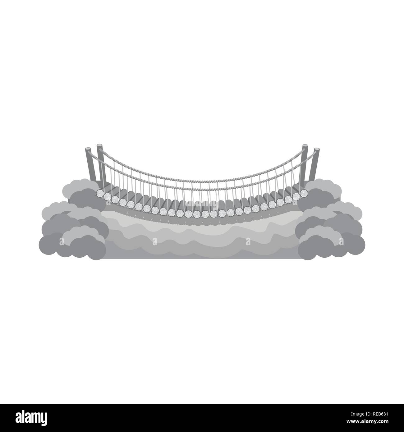 mounted,hanging,bank,river,waterfall,wooden,handrails,pendulous ...