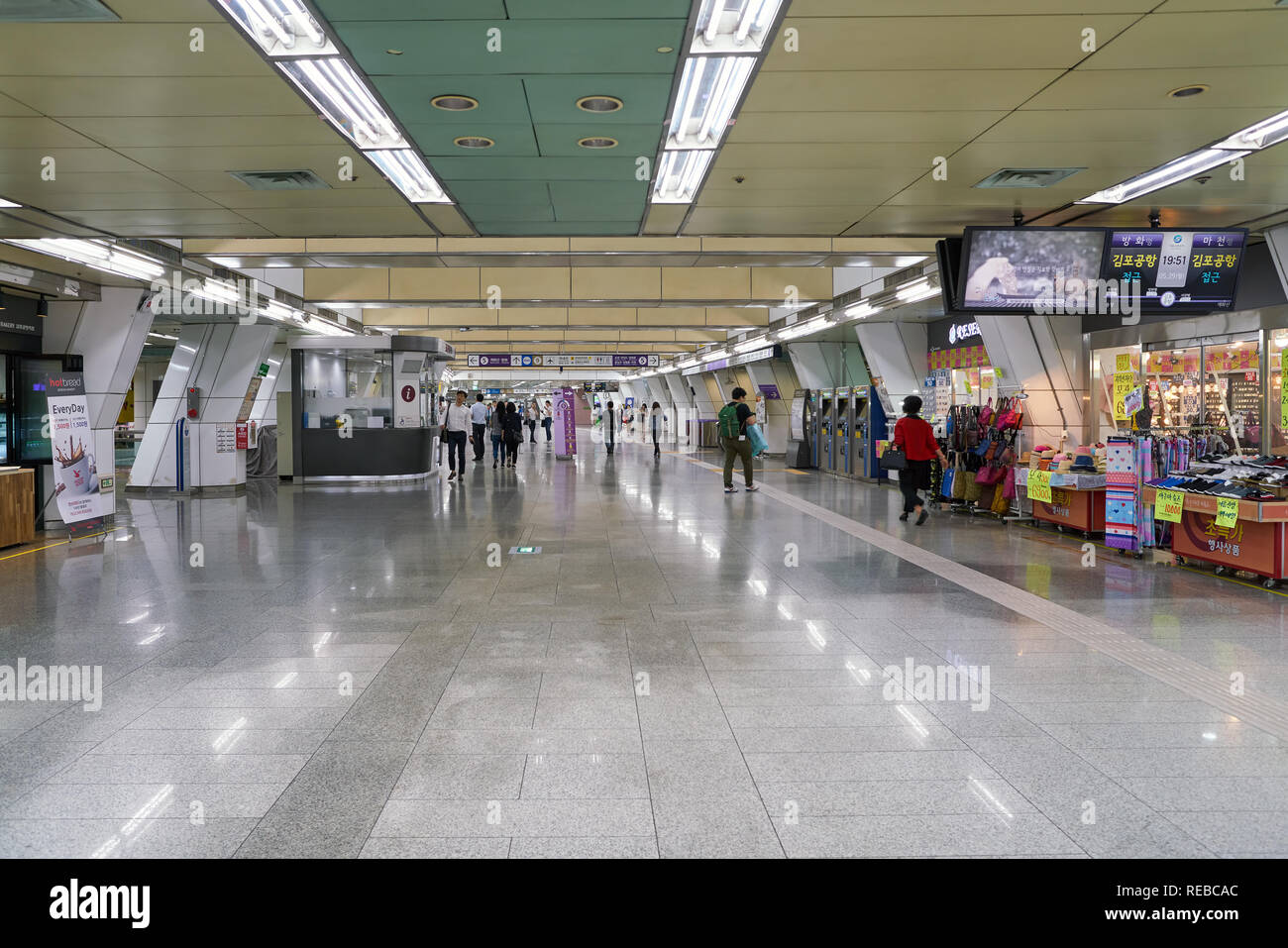SEOUL, SOUTH KOREA - CIRCA MAY, 2017: underground passageway at Gimpo ...