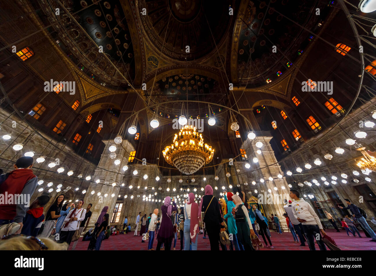 Islamic (Muslim) Cairo: Interior of the Great Mosque of Muhammad Ali ...