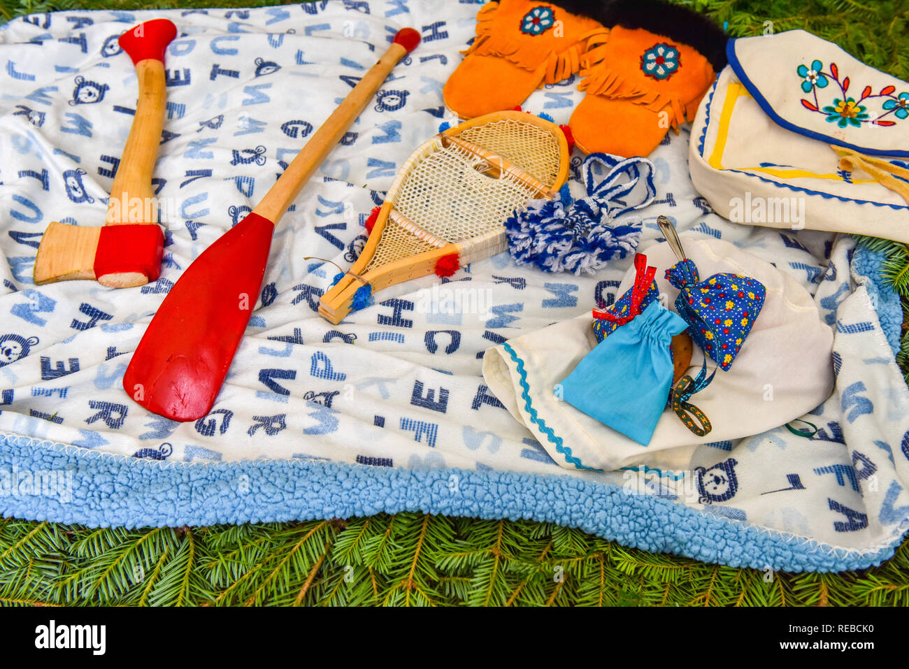 Handcrafted objects used for Native Walking Out Ceremony Stock Photo ...