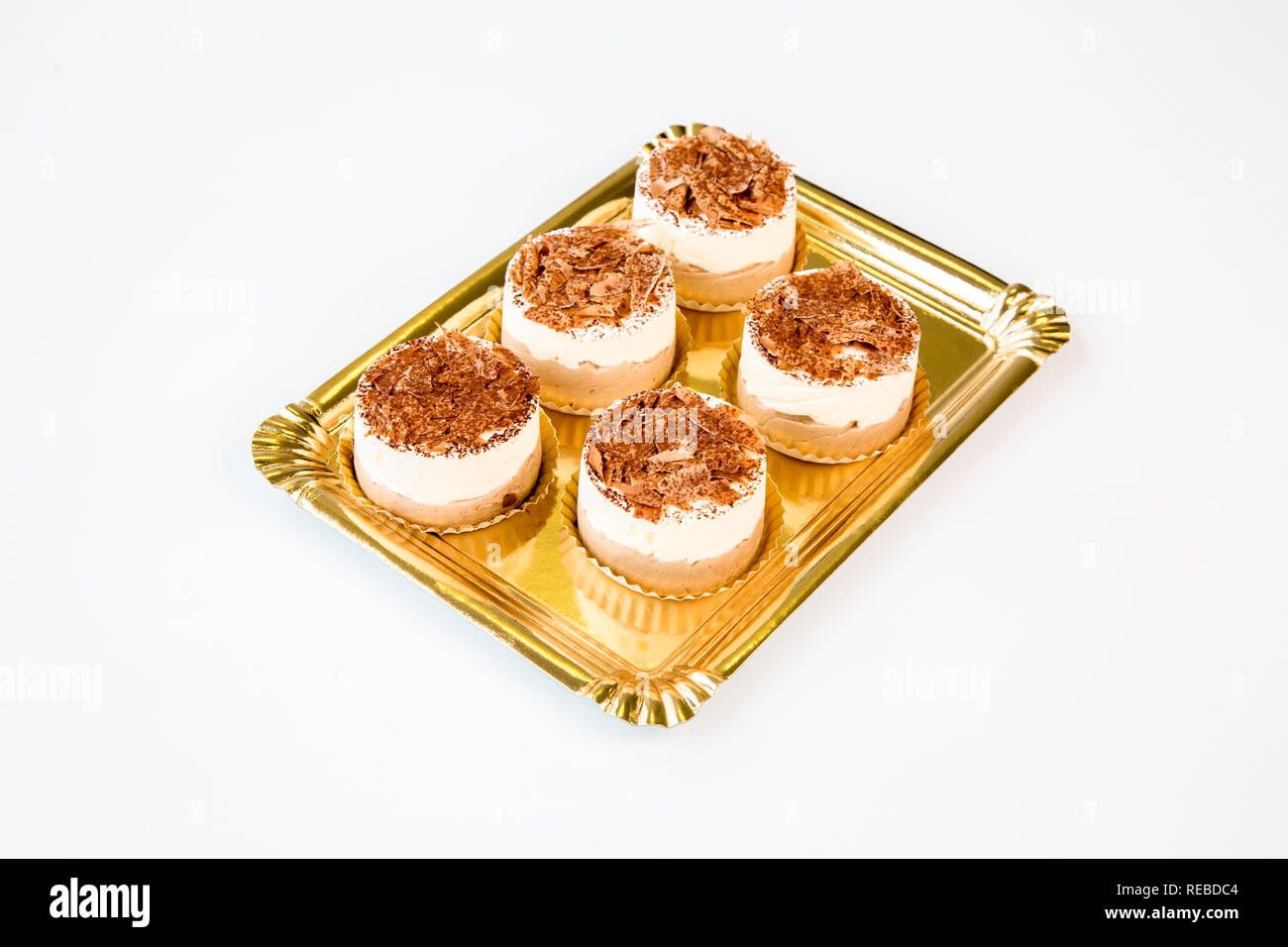 small chocolate cake on a white background Stock Photo - Alamy