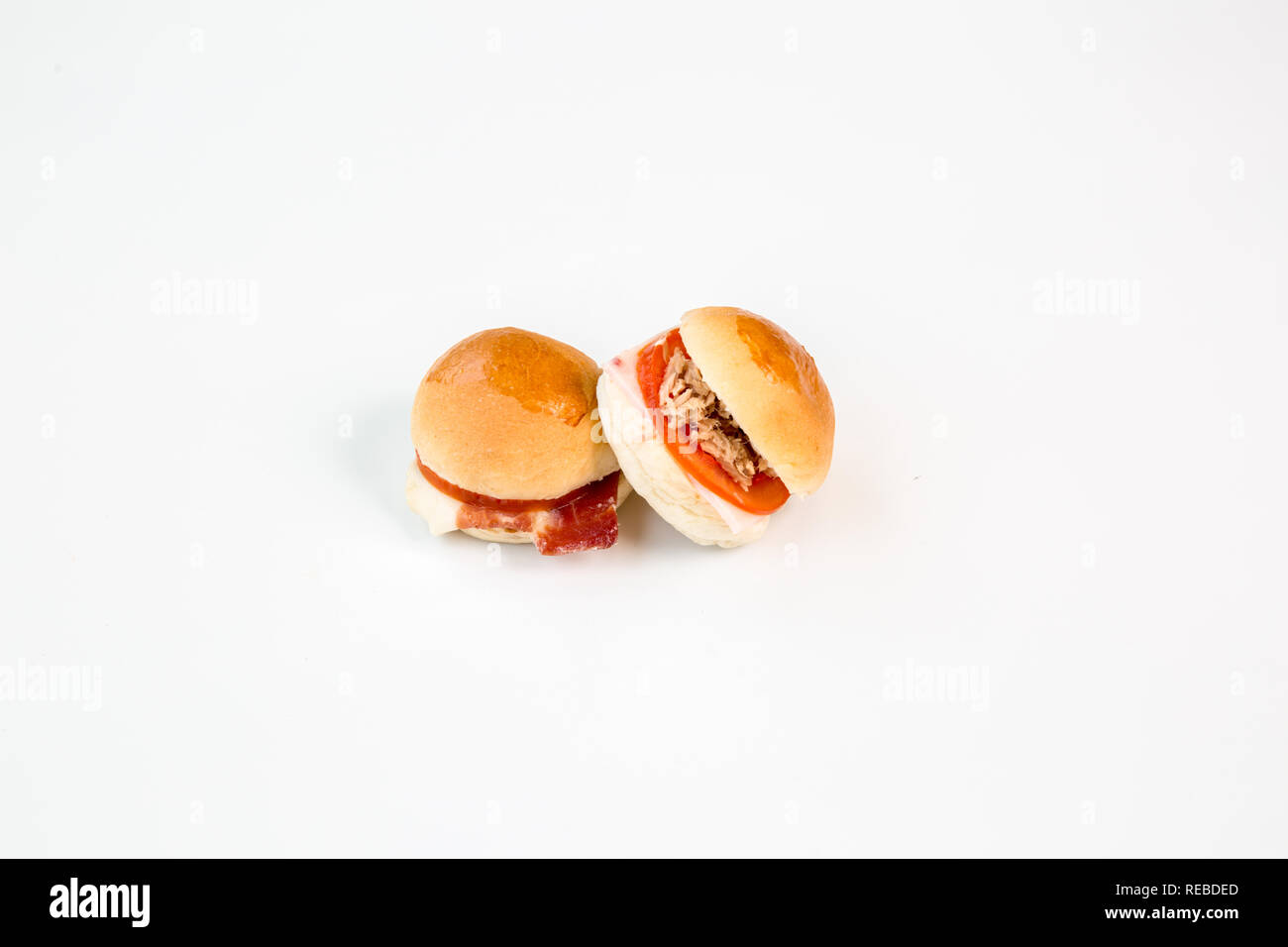 small burger with white background Stock Photo - Alamy