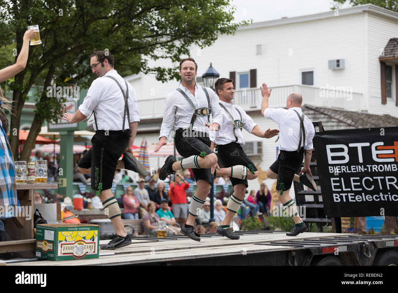 Frankenmuth, Michigan, USA - June 10, 2018 Men and women playing ...