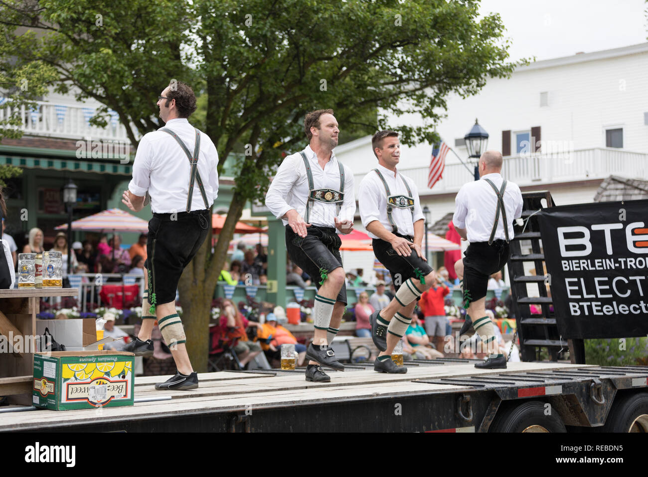 Frankenmuth, Michigan, USA - June 10, 2018 Men and women playing ...
