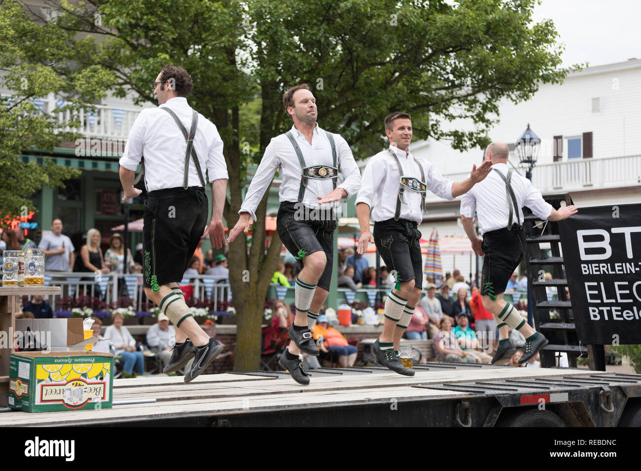 Frankenmuth, Michigan, USA - June 10, 2018 Men and women playing ...