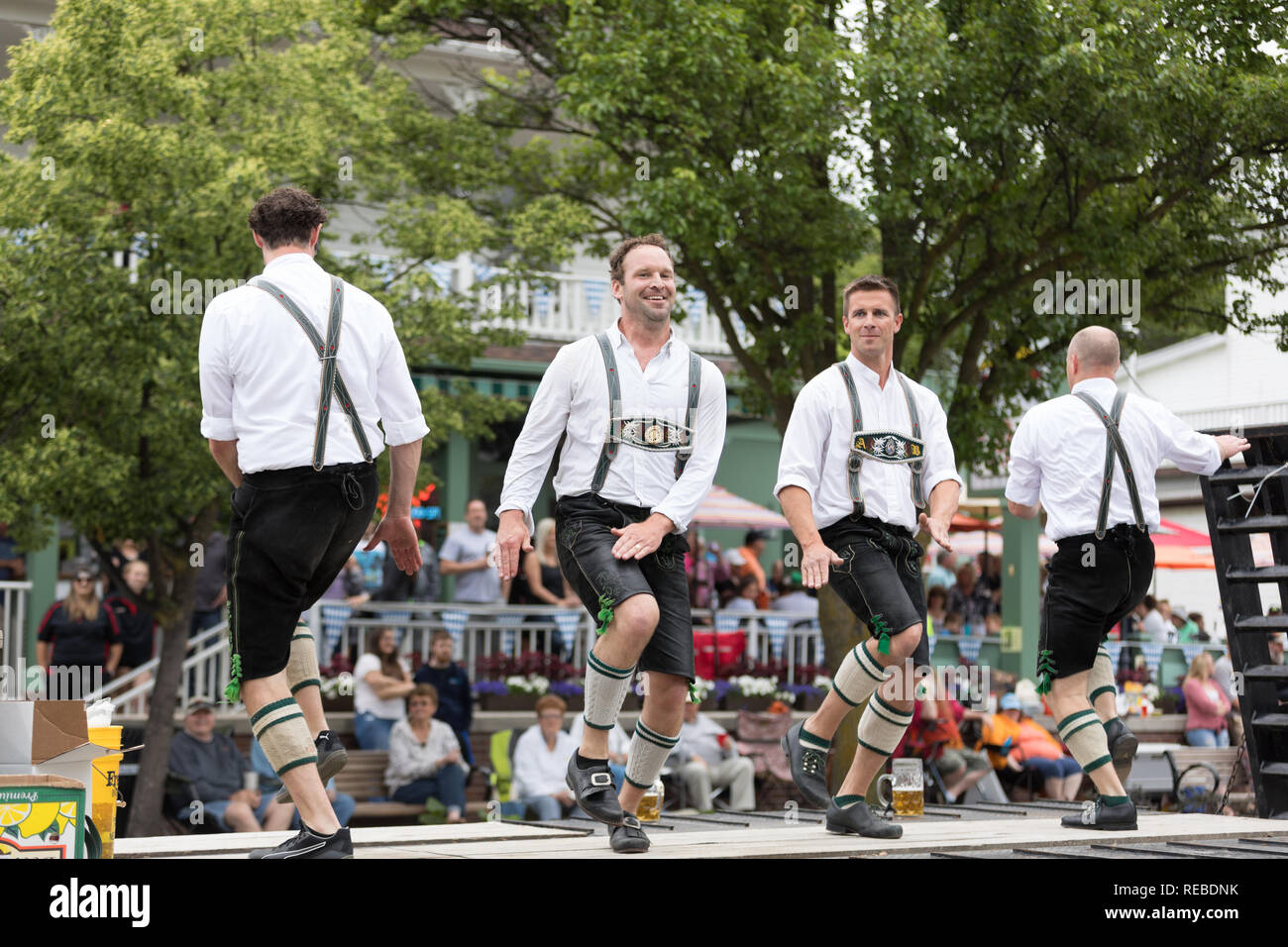 Frankenmuth, Michigan, USA - June 10, 2018 Men and women playing ...