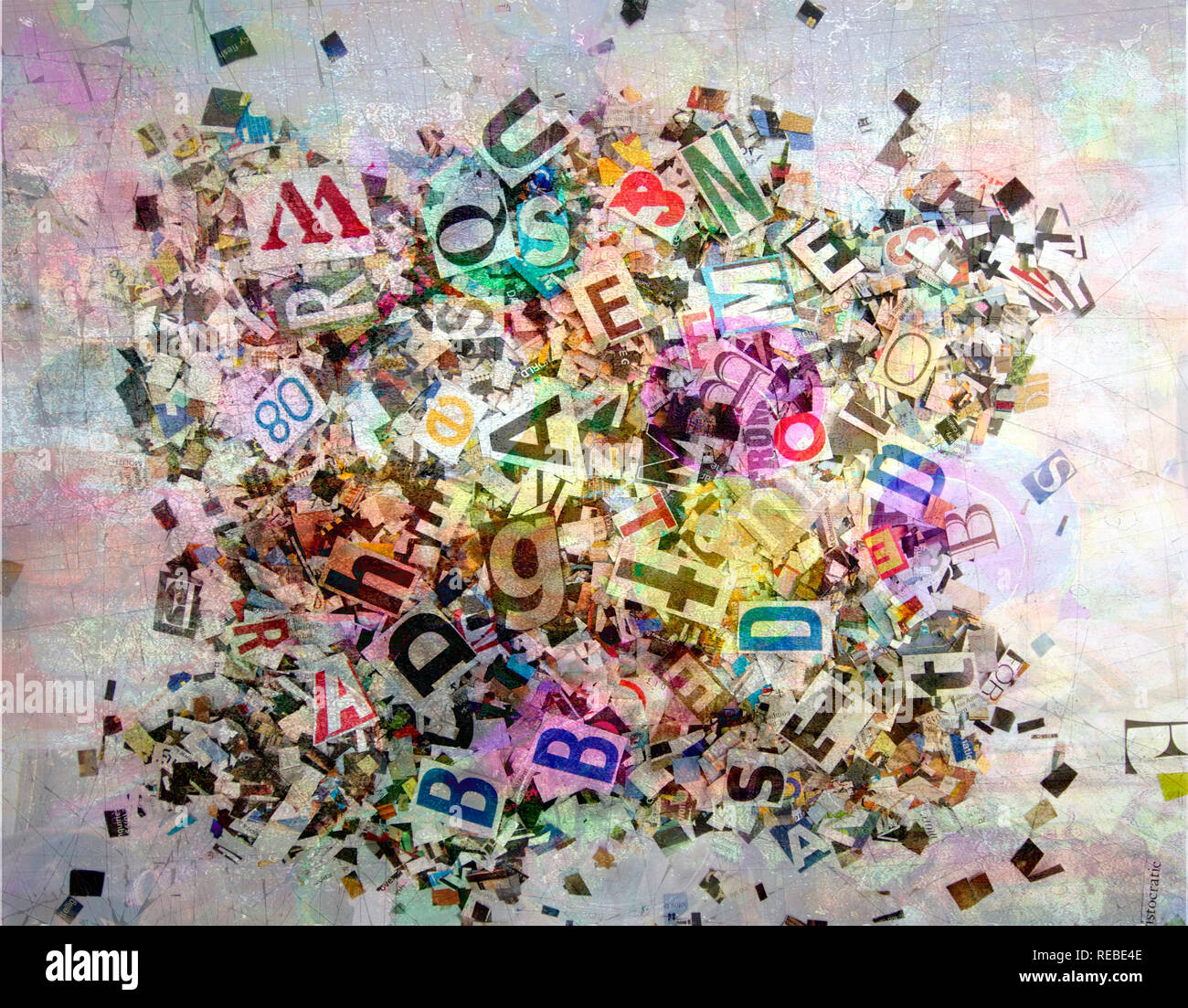 Lots of random words and letters shot from above Stock Photo - Alamy