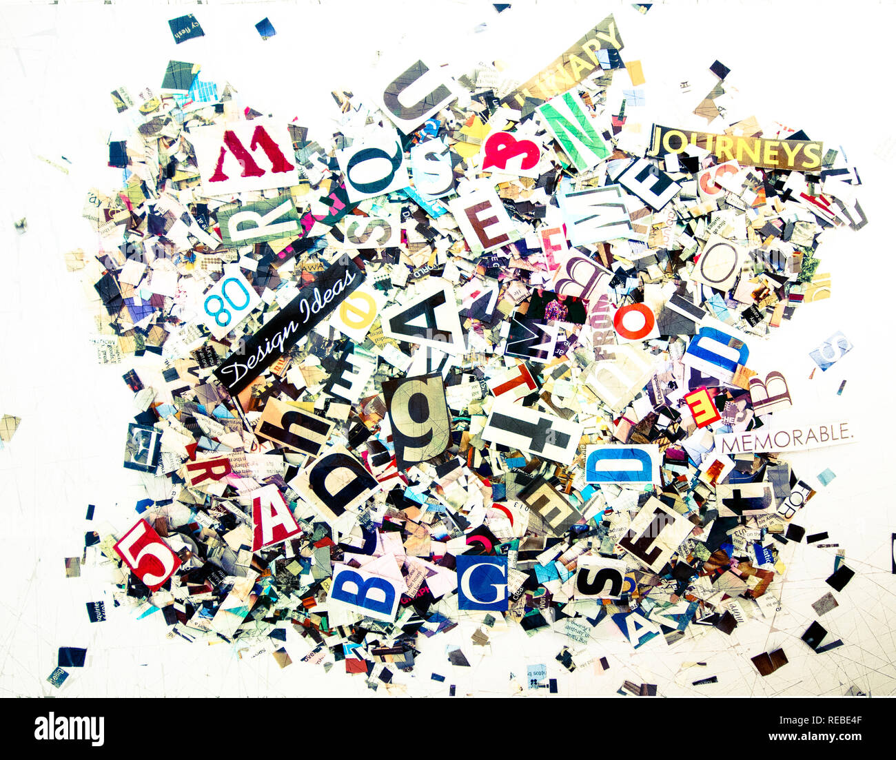Lots of random words and letters shot from above Stock Photo - Alamy