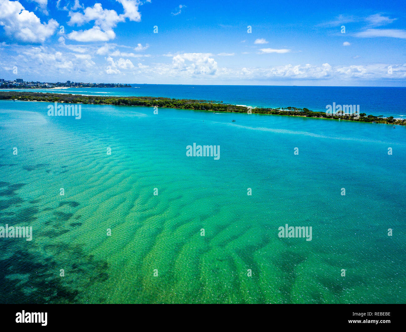 The Pumicestone Passage and Bribie Island on the Sunshine Coast, QLD ...