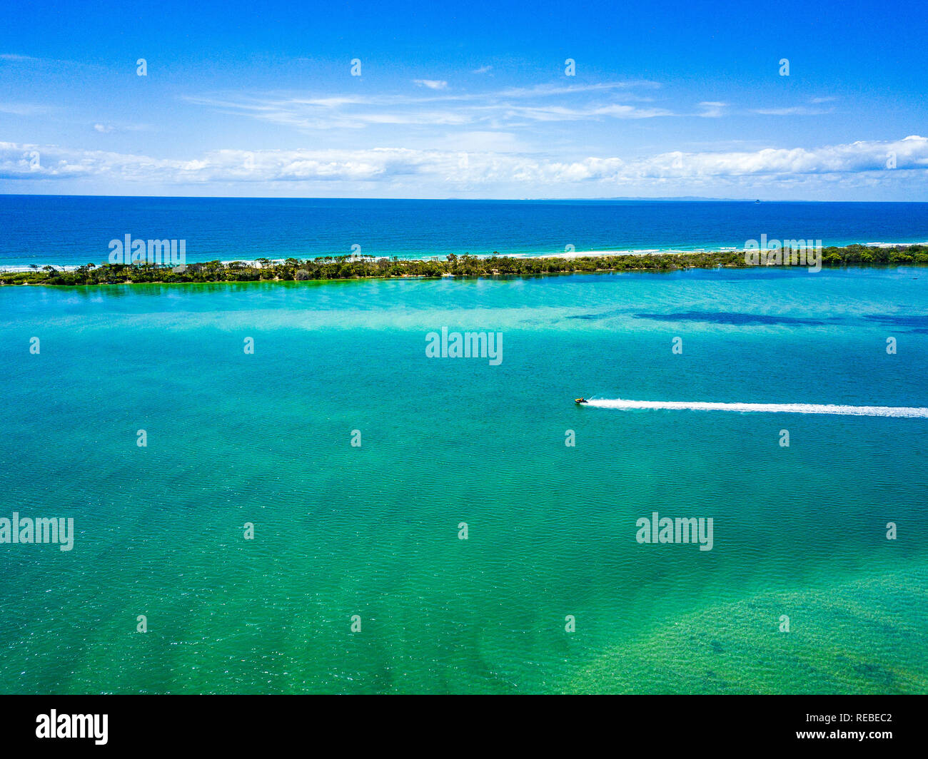 The Pumicestone Passage and Bribie Island on the Sunshine Coast, QLD ...