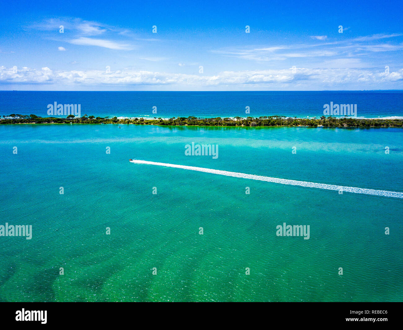 The Pumicestone Passage and Bribie Island on the Sunshine Coast, QLD ...
