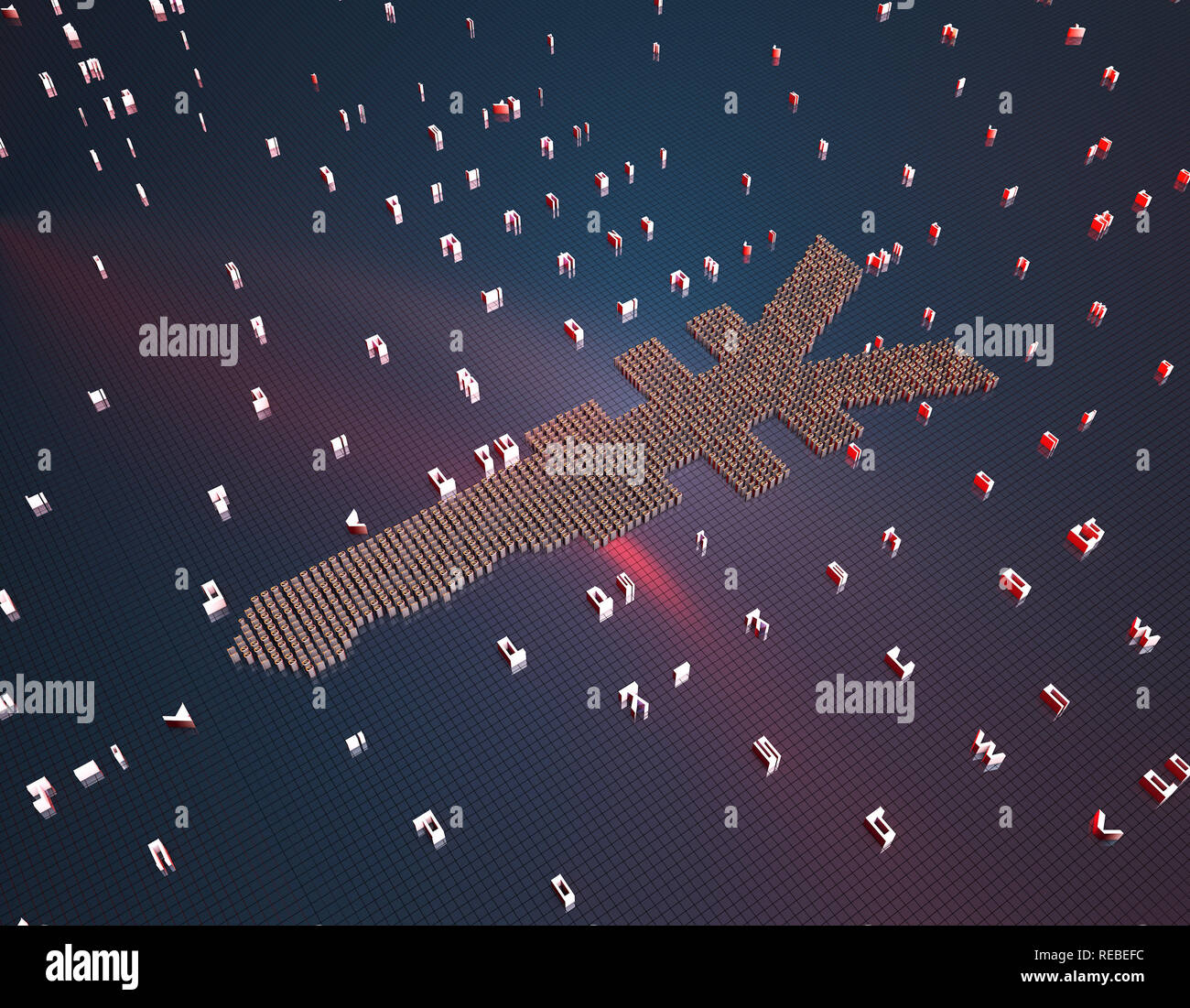 Network finance technology, the currency symbol and key composed of ...