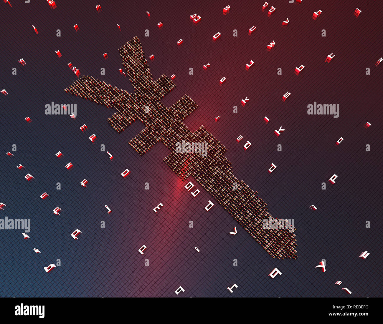 Network finance technology, the currency symbol and key composed of ...