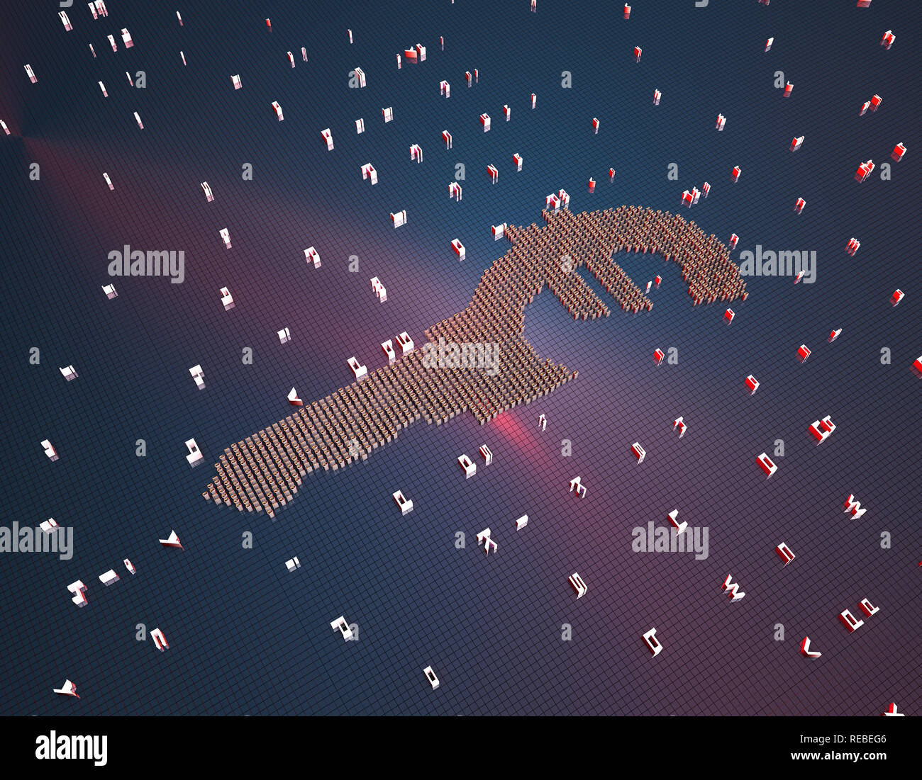 Network finance technology, the currency symbol and key composed of ...