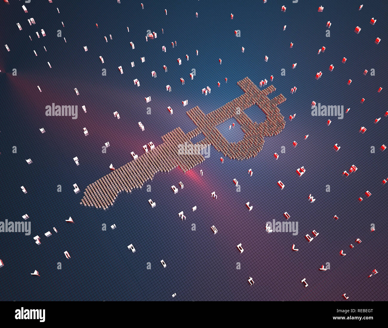Network finance technology, the currency symbol and key composed of ...