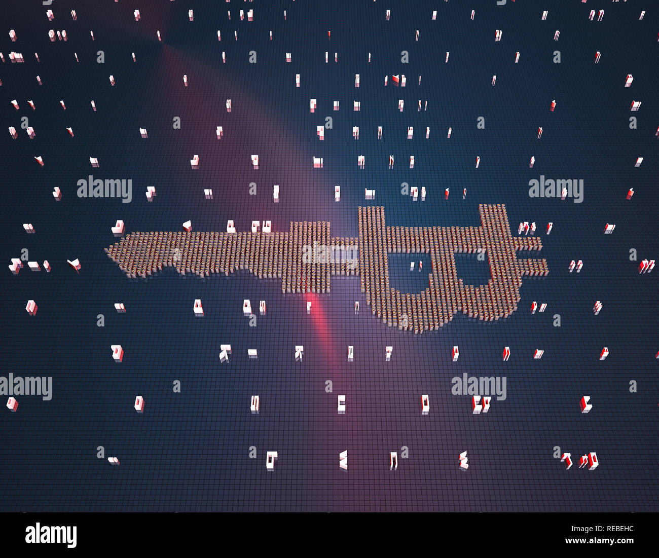 Network finance technology, the currency symbol and key composed of ...